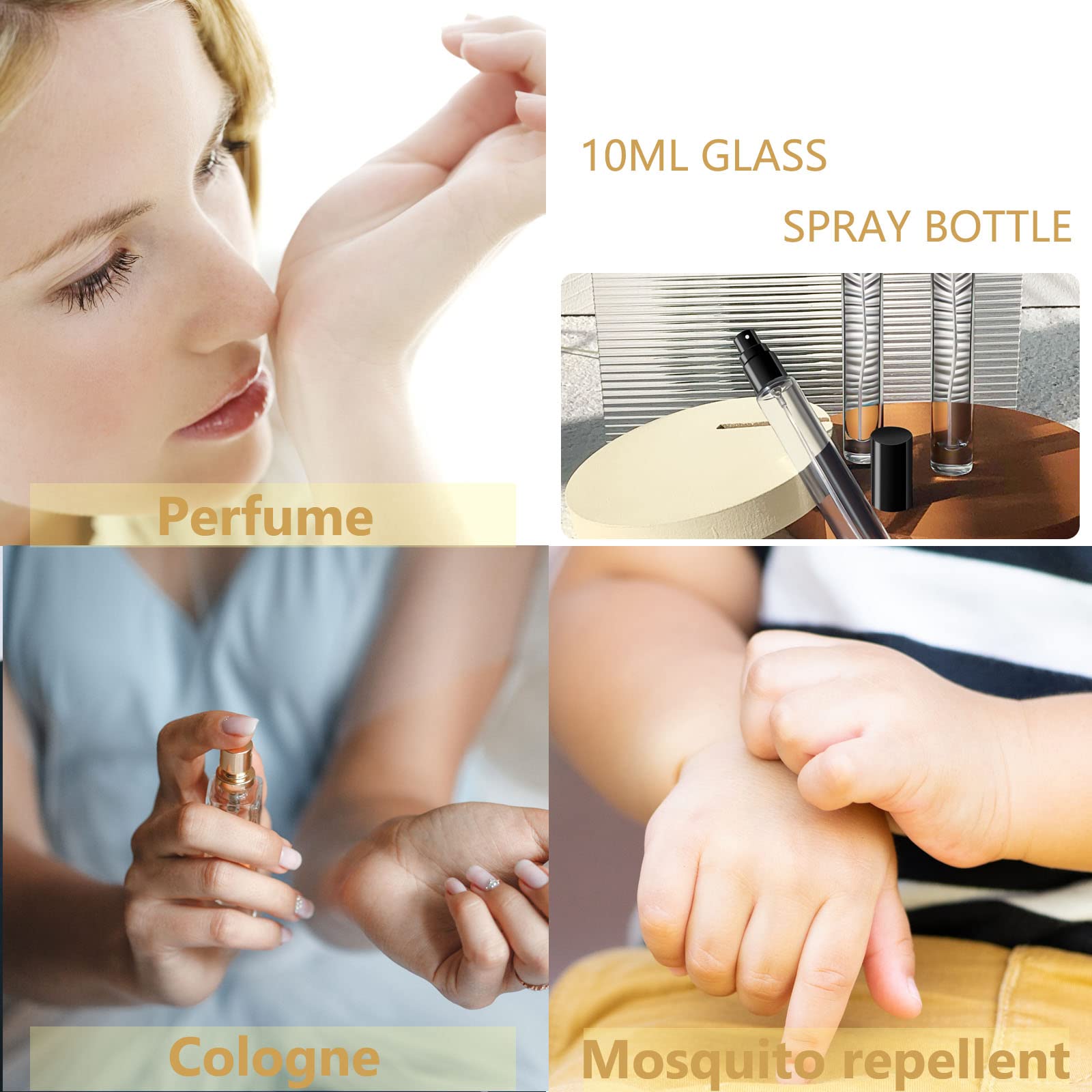 IRON BILL 1 Oz/30ml Empty Perfume Atomizer Refillable Fine Mist Spray Bottle Portable Glass Sprayer Fragrance Bottle for Colognes, Sample（6 PCS, Gold
