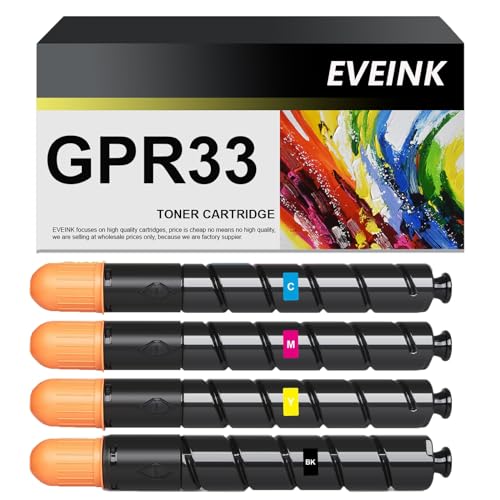 GPR-33 GPR33 Remanufactured Toner Cartridge 2792B003AA 2796B003AA 2800B003AA 2804B003AA Replacement for Canon ImageRunner Advance C7055 C7065 C7260 C7270 Printer(4-Pack)