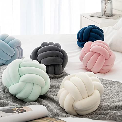 XSWPL Knot Ball Pillow Round Throw Pillows Soft Household Decorative Pillows Sofa Decor Throw Pillows (Navy Blue, 10.6Inch)