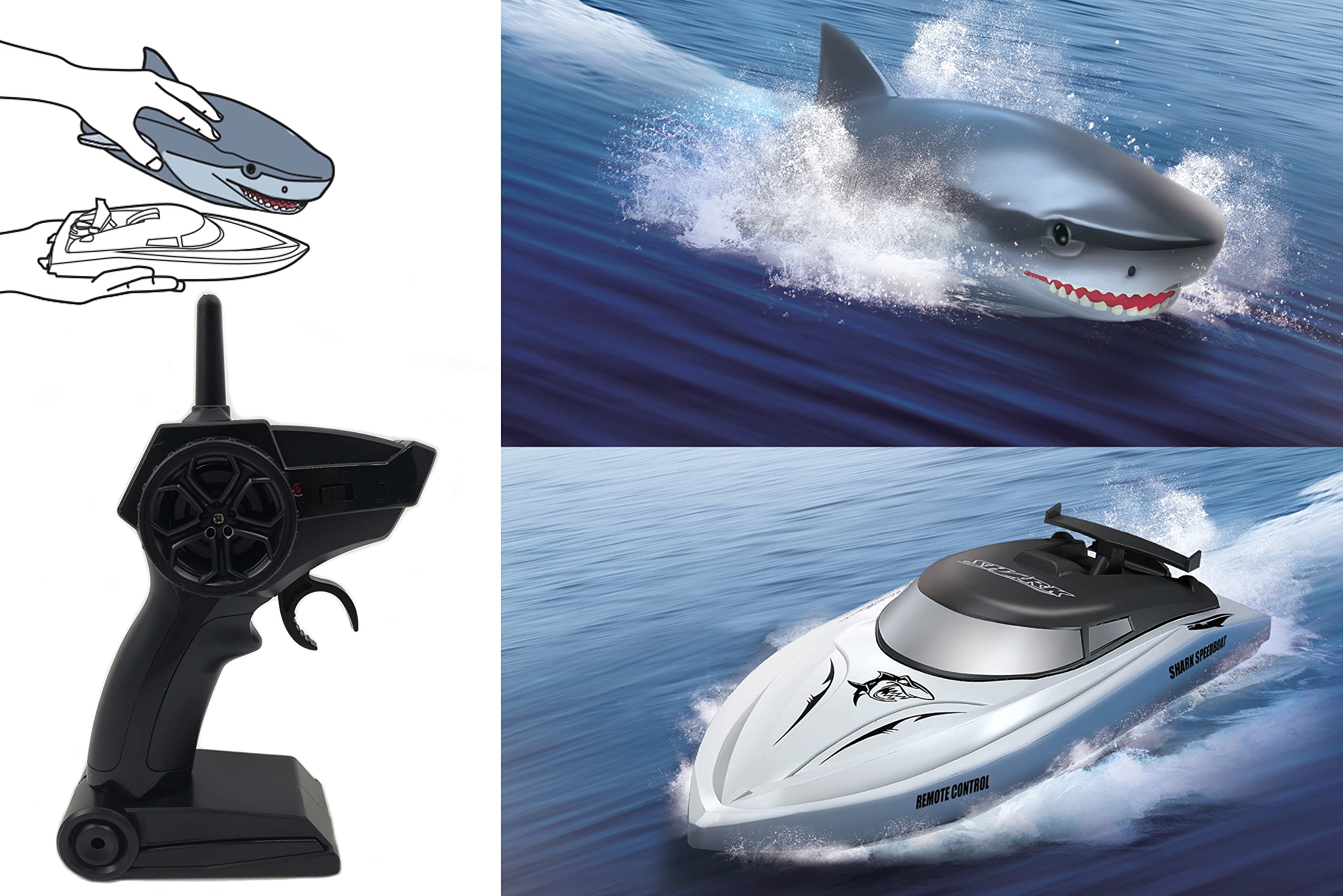 Jupiter Creations Sharkboat R/C 2.4G, Multicolor