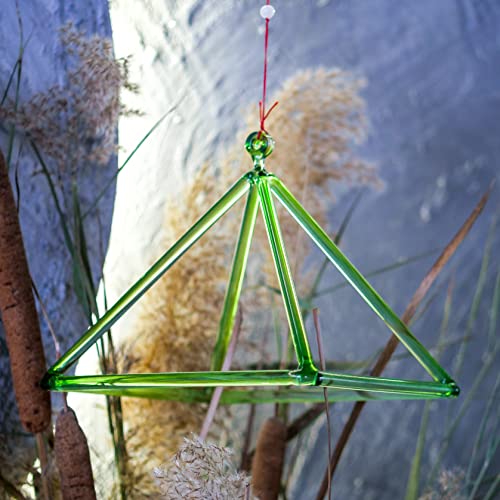 Joysense Green Quartz Crystal Singing Pyramid 9 inch With Crystal Singing Bowl Striker and Carrying Case