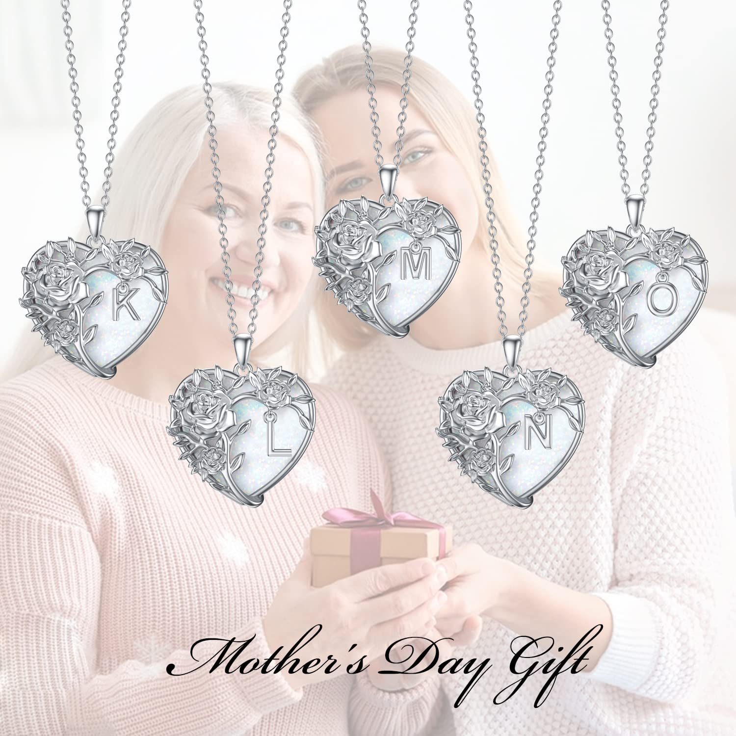 iiw Mom Sterling Silver Initial Letter Pendant Necklace