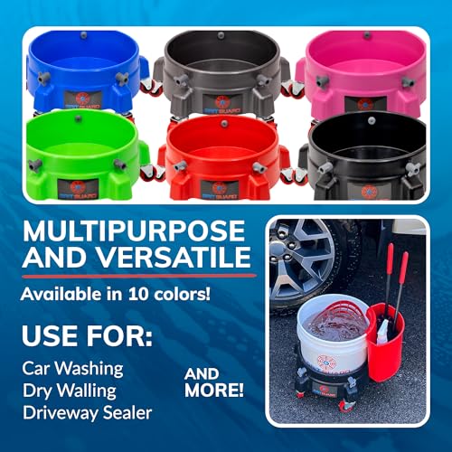 GRIT GUARD Bucket Dolly with Wheels - Rolling Detailing Wash Bucket with 5 Wheels and 2 Locking Casters Compatible with 2.5, 4, 5 and 6 Gallon Buckets (Silver, 3" Grey Casters)