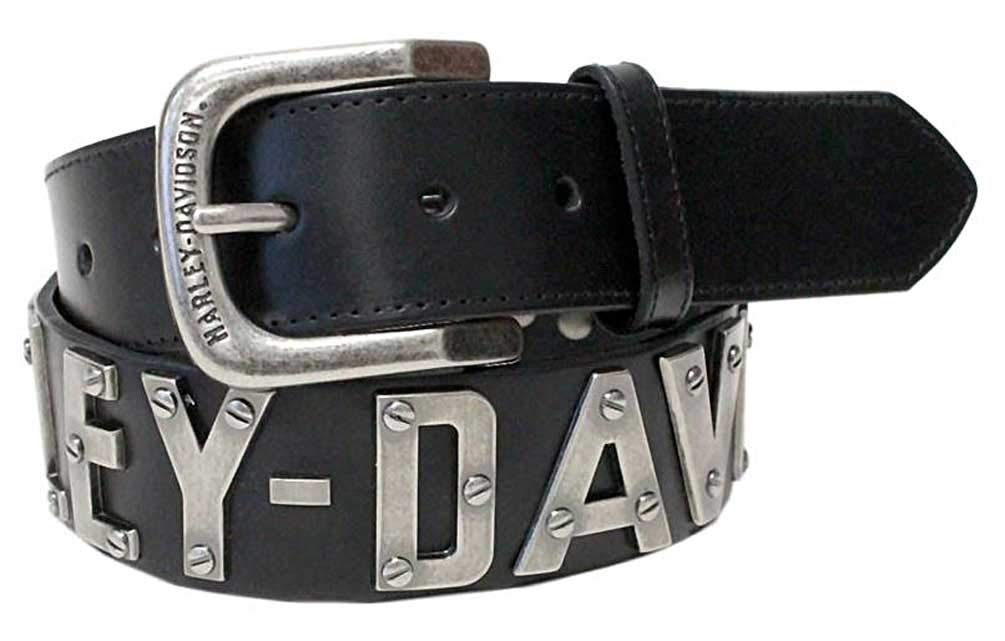 Harley-Davidson Men's Belt, Metal H-D Font, Black Leather Belt HDMBT10636 (38)