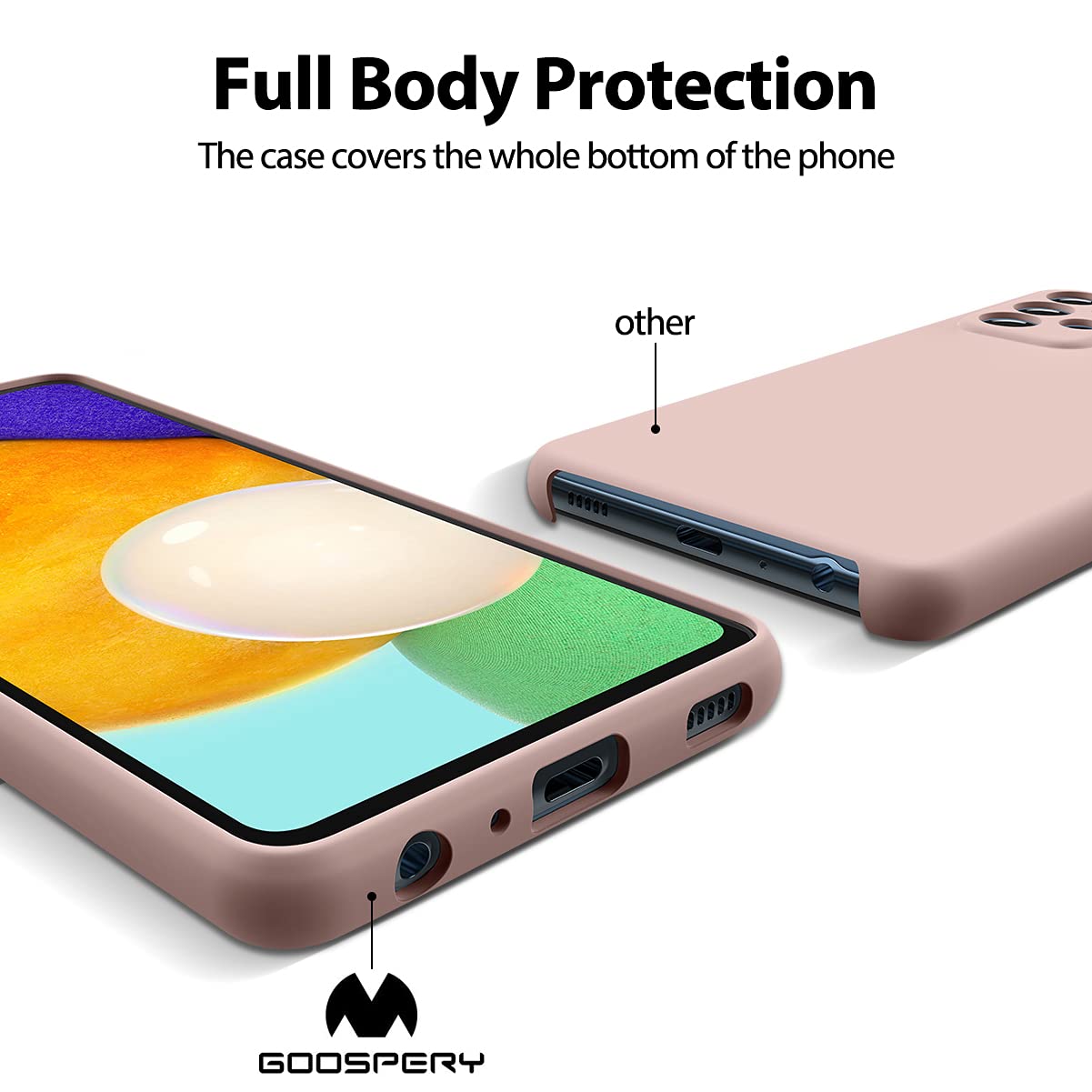 GOOSPERY Liquid Silicone Case for Galaxy A52 (4G/5G) Silky-Soft Touch Full Body Protection Shockproof Cover Case with Soft Microfiber Lining - Pink Sand