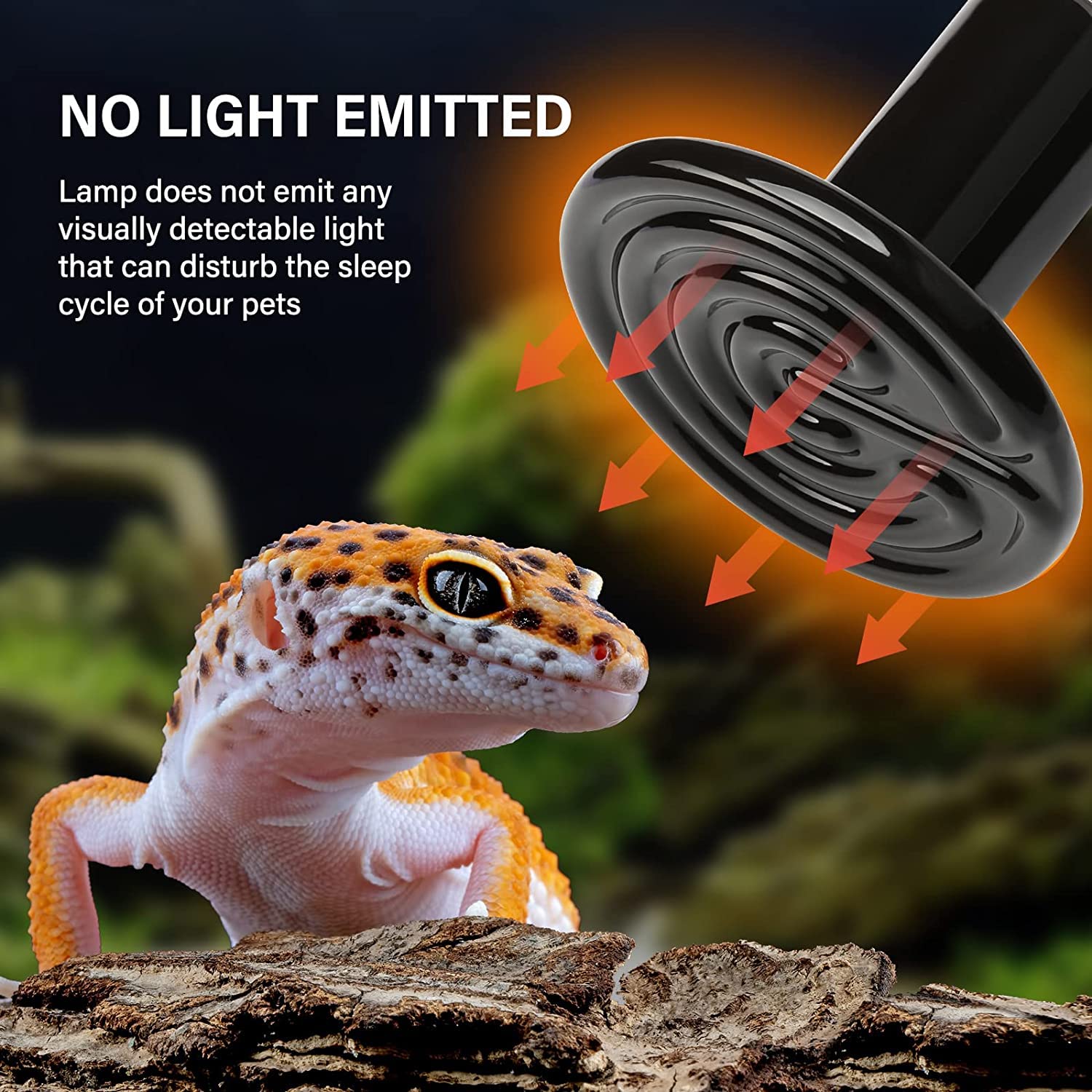 HealSmart Reptile Heat Lamp 100W Ceramic Heat Emitter, No Light Emitting Heat Bulbs for Amphibian Pet Brooder Coop Incubating Chicken, Lizard Bearded Dragon Turtle Snake Terrarium Black