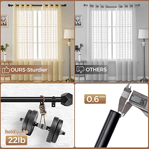 TONIAL 3/4 Curtain Rods 32 to 58 Inch(2.6-4.8ft), Telescoping Splicing Drapery Rods for Windows 20 to 53 Inch(1.7-4.4ft), Decorative Single Rod with GeometricFinial, Black