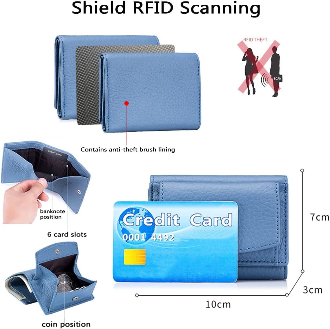 IJPQIJ 2023 New Unisex Anti-Credit Card Fraud Folding Mini Wallet, Genuine Leather RFID Blocking Card Holder Organizer Pocket Mini Wallet (Light Green)