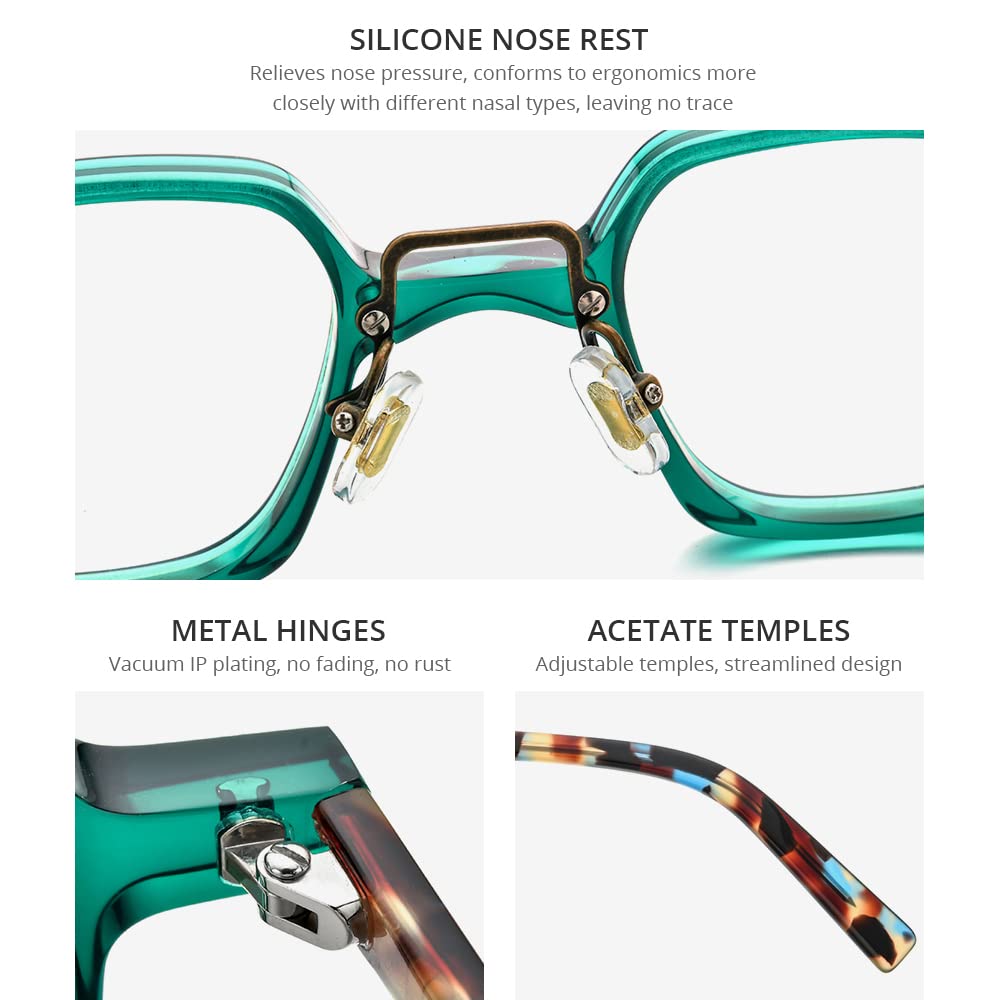HEPIDEM Acetate Glasses Frame Men,Round Optical Eyeglasses Women Vintage Retro Eyewear 9153 (9153 Leopard)