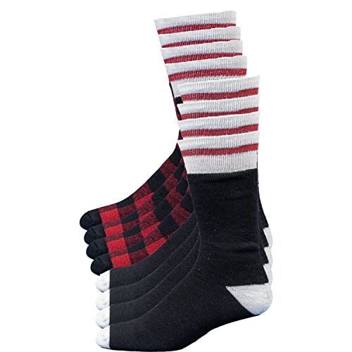 Kodiak Men Thermal Crew Warm Outdoor Socks with Thick Brushed Cushioning, 4 Pairs, Size Men 7-12, Black Red