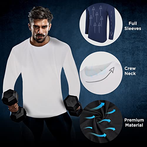 High Energy Long Sleeve Workout Shirts for Men 4 Pack Moisture Wicking Dry Fit for Running Sports and Gym Fitness, Size Medium, Pack 302