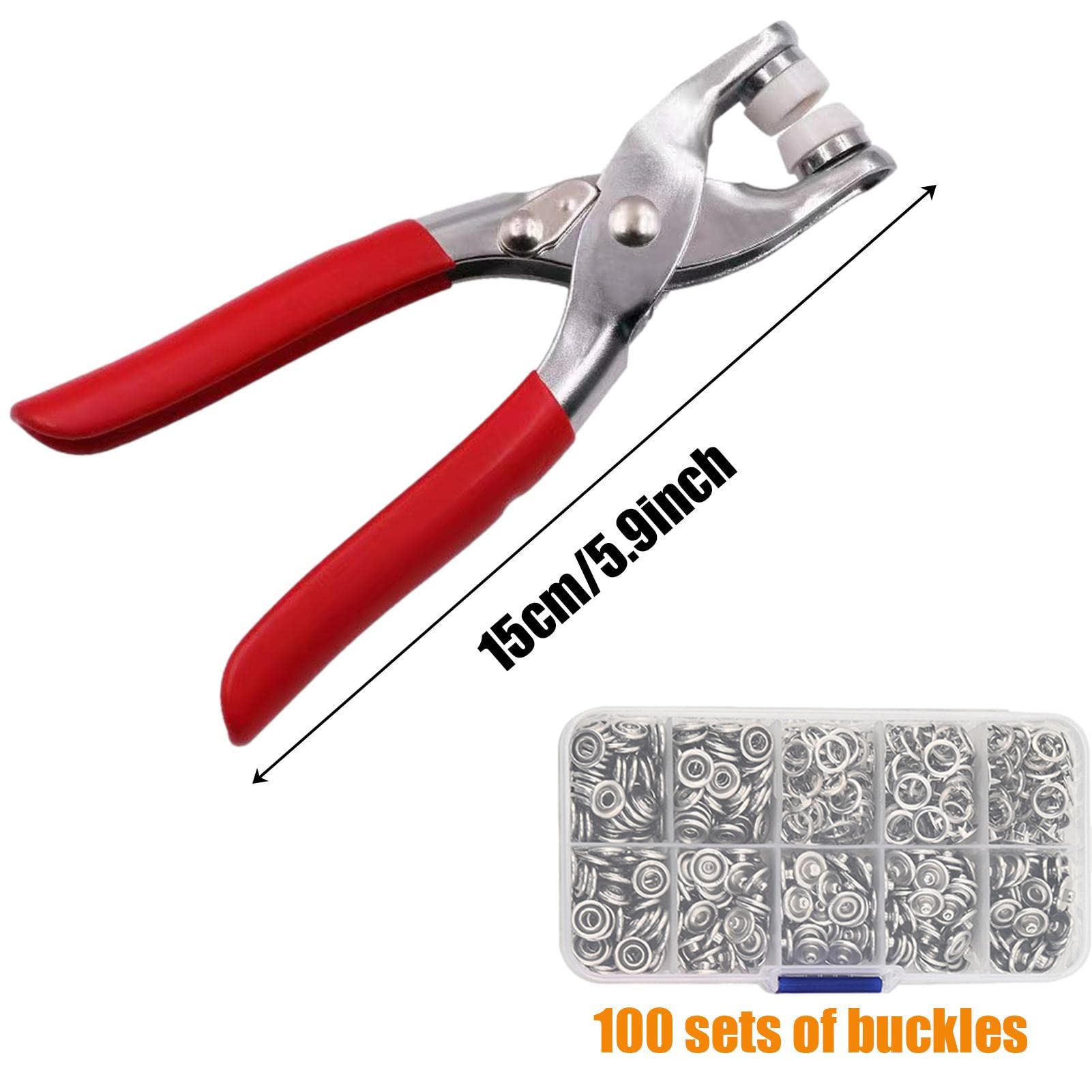 Hand Press PliersSnap, Hand Press Pliers, Heavy Duty Snap Fastener Tool for Boat Cover, Canvas, Sewing, Traps, Fastener Tool, Hand Hole Puncher, Handle Hole Punch, Soft Grip Snap Button Tool with