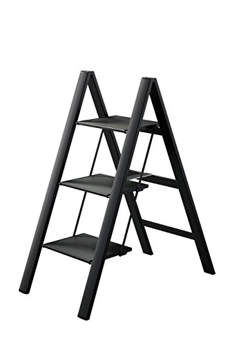 Hasegawa Ladders Slim Step Ladder, 3, Black