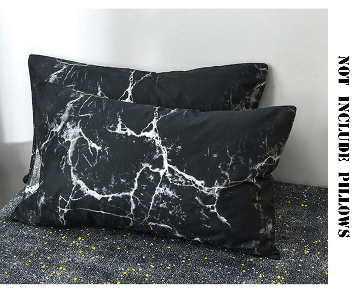 Houseri Black Marble Comforter Set Queen Size, All Season 3 Piece Black and Grey Artistic Bedding Sets Queen Lightweight Breathable Men Women Boys Girls Soft Comfy Bed Quilt Blanket Comforters Queen