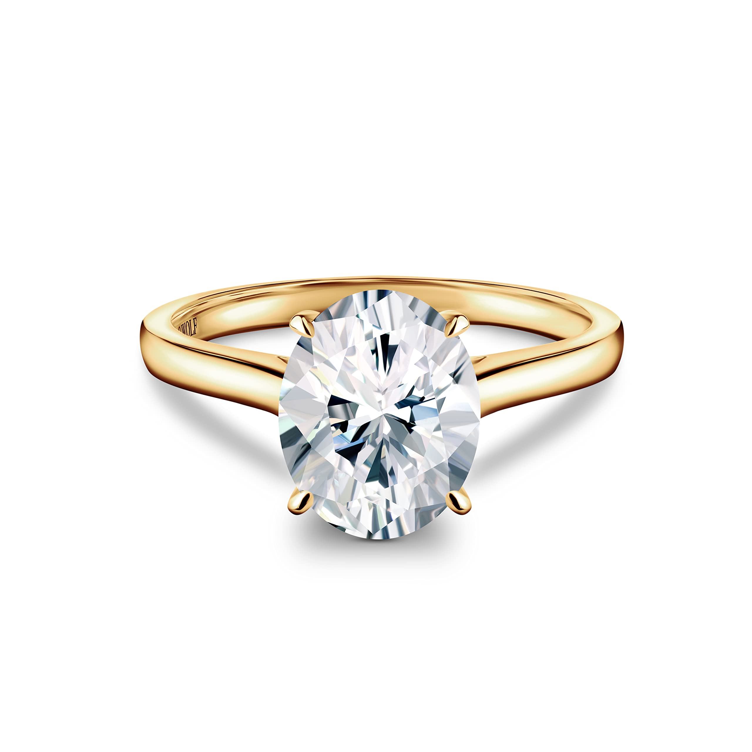 ISAAC WOLF 5 Carat Oval Cut Genuine Moissanite Diamond VVS1 Wedding Ring in 10k Solid White, Yellow OR Rose GOLD (White Gold, 7)