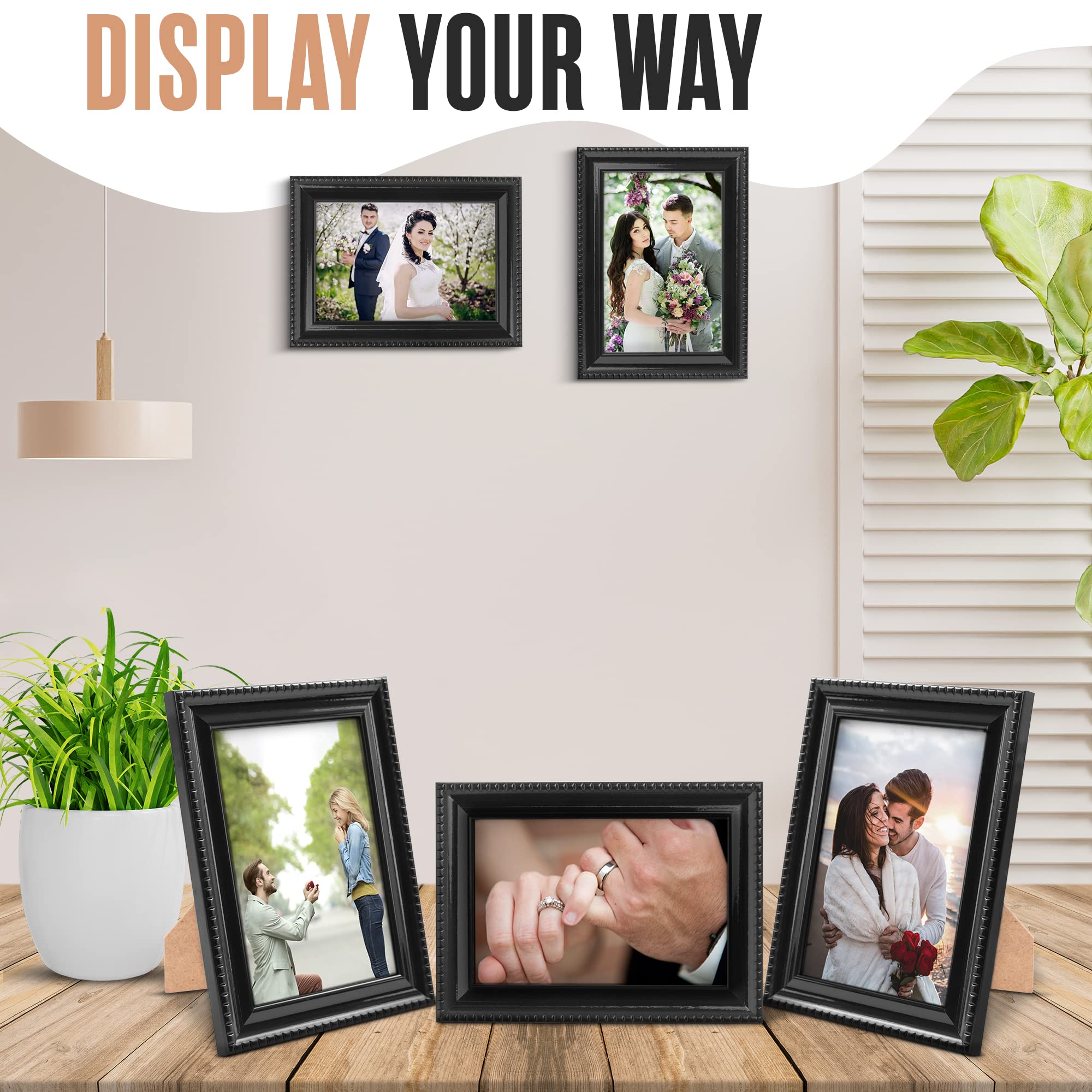 Houseables 4x6 Picture Frames Set, 12 Pack, Glass, Rustic, Distressed, Multi Photo Kit, Gallery Wall Decor, Table Display, Horizontal or Vertical Hanging Mount, For Desk, Family Mural, Collage Bundle