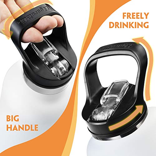 Hydro2Go Straw Lid Replacement for Hydro Flask Standard Mouth & Simple Modern Ascent 12-64oz Bottles. New and Improved Design Sipping Cap with Straws, Brush for 18, 21, 24oz Water Bottle. (1pc)