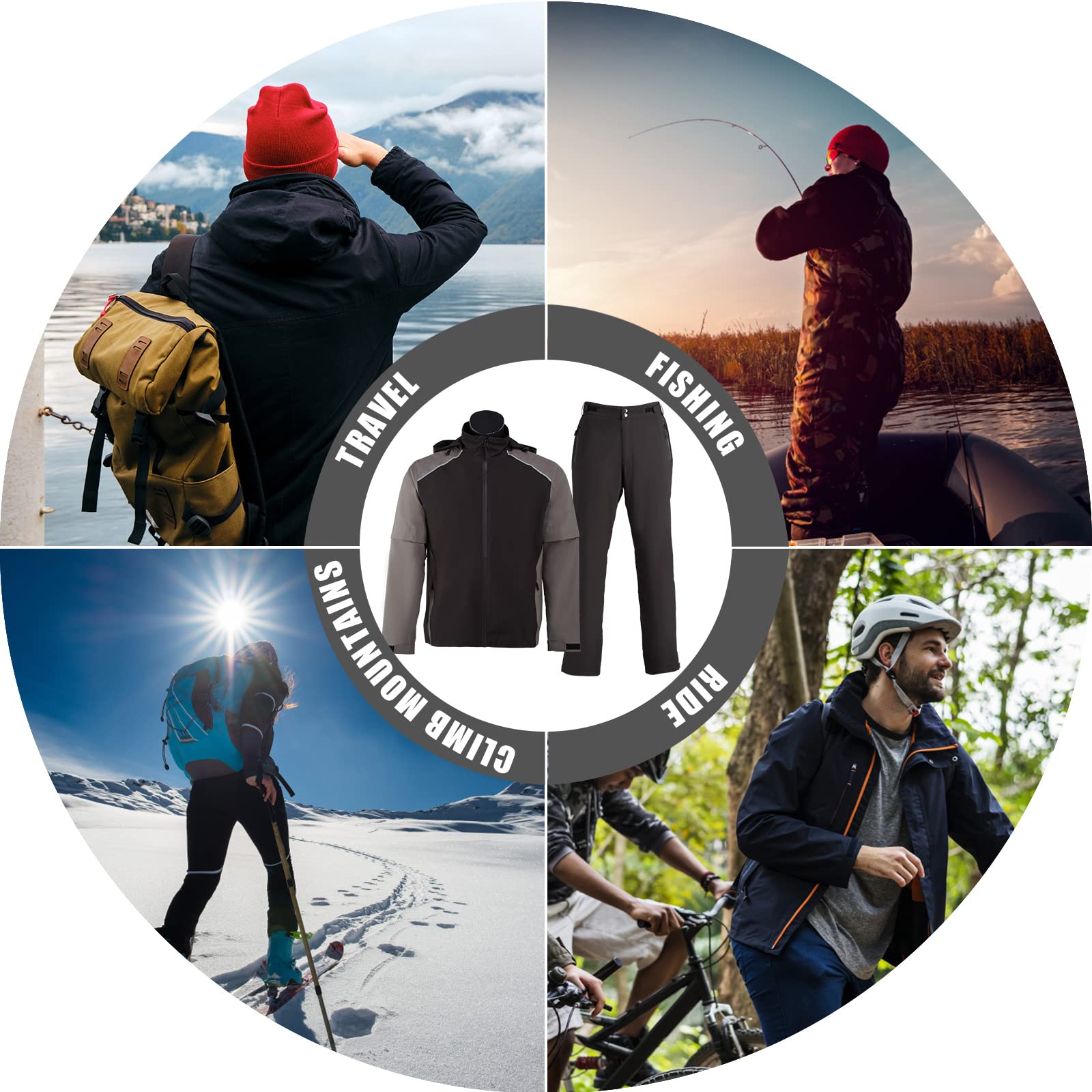 K.E.J. Golf Pants Men Jacket Waterproof Rain Suit Lightweight Raincoat for Hiking Fishing Hunting Camping Travel