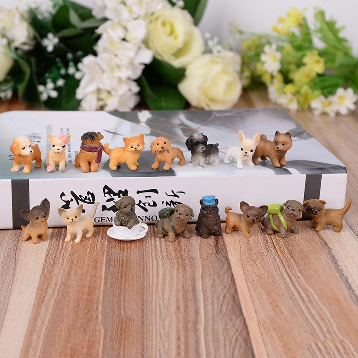 GuassLee Mini Plastic Puppy Dog Figurines for Kids, 28 Pack High Imitation Detailed Hand Painted Realistic Small Dog Figurines Toy Set