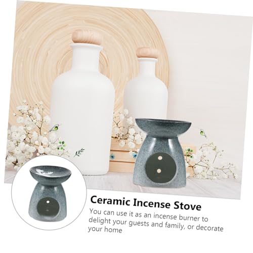 Healifty 1pc Meditation Room Decor Office Decoration Aroma Heating Holder Elk Pattern Incense Stove Lantern Decorative Lantern Candle Holder Ceramic Incense Stove Aroma Oil Burner