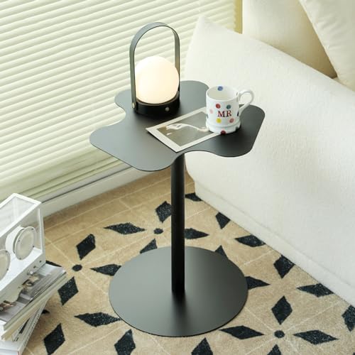 GuiPaiShi Sofa Side Table, Black Iron End Tables, Small Space Bedroom Desk Lamps Tables, H: 18/22", Elegant but Practical(Size:48 * 37 * 45CM)