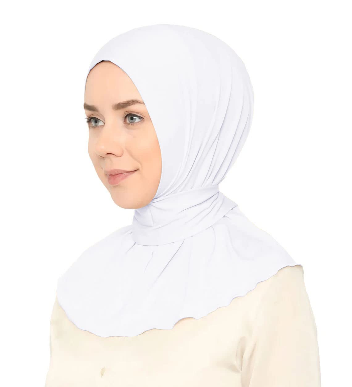 GERINLY Black Instant Hijab with Tie Back Buttons Nonslip Sport Head Scarf for Women (Black)