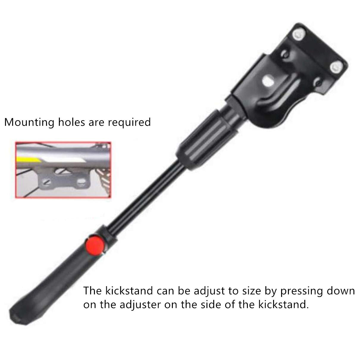 HOUTBY Bike Kickstand Steel Quick Adjust Height for Mountain Road BMX MTB Rear Side Bicycle Black