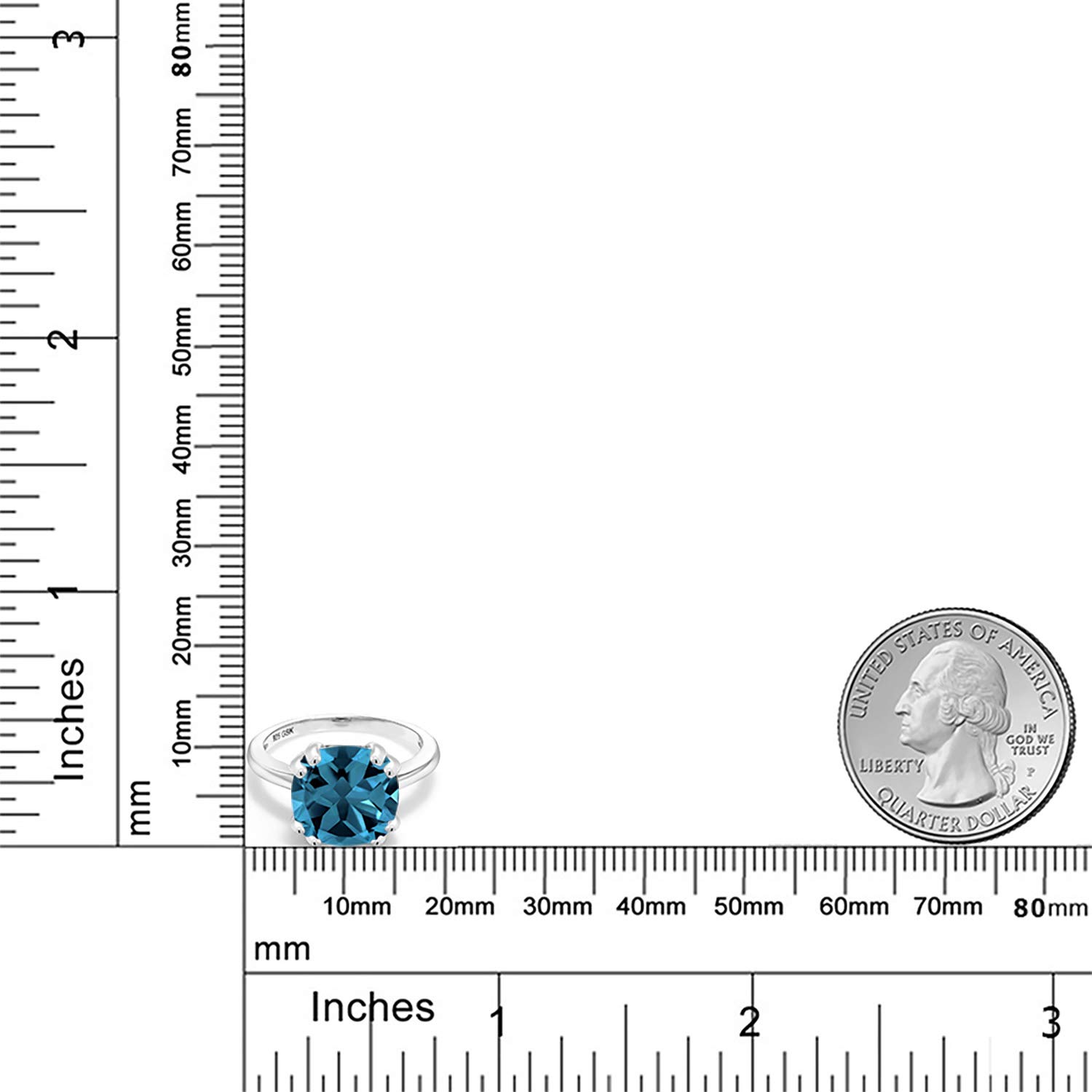 Gem Stone King 4.35 Cttw London Blue Topaz Engagement Double Prong Ring For Women In 925 Sterling Silver | 10MM Cushion Cut | Gemstone Birthstone | Available In Size 5, 6, 7, 8, 9