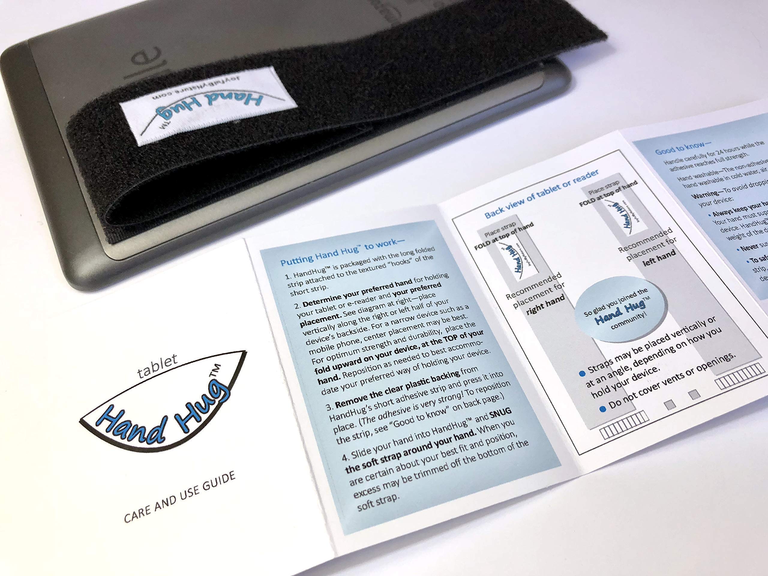 HandHug™ Tablet Grip for Kindle, Nook, Small Tablet – Sleek Portable Handle Strap for Convenient One-Handed Hold and Tap