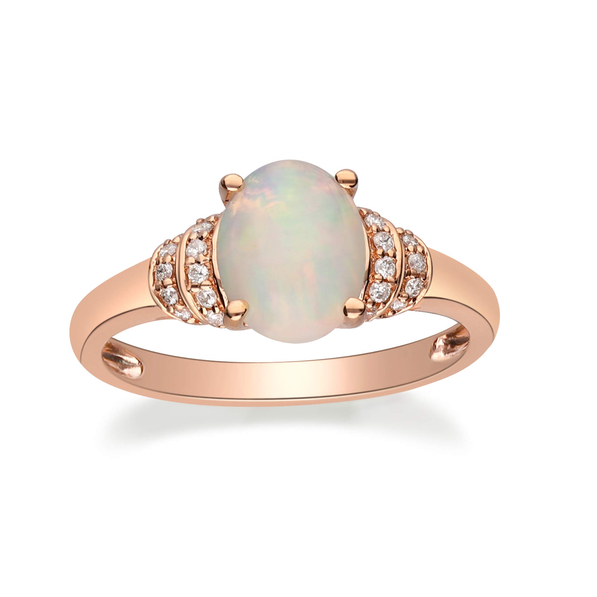 Gin & Grace 14K Rose Gold Natural Opal Diamond (SI1) Propose Promise Ring for Women