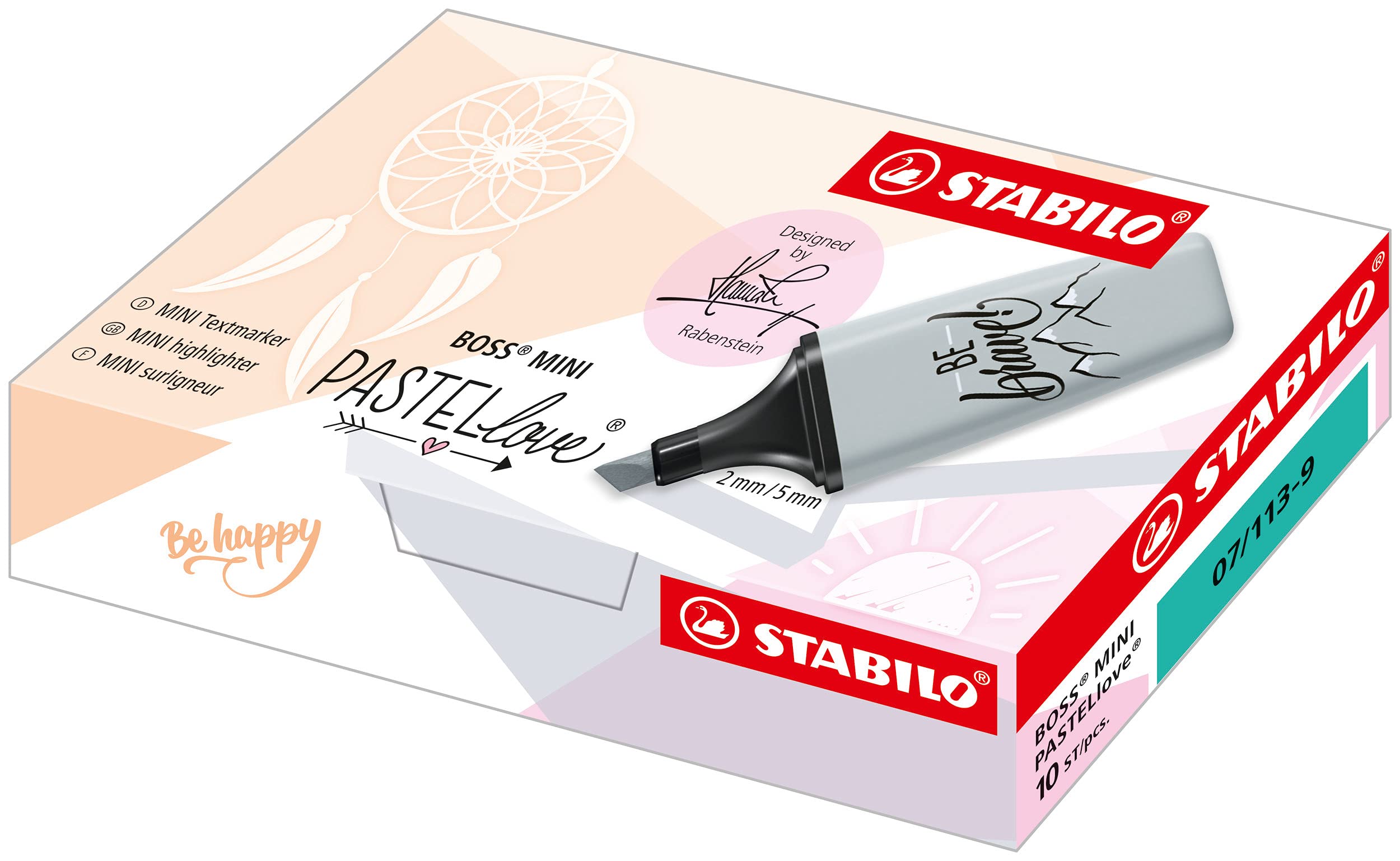 Highlighter - STABILO BOSS MINI Pastellove - Box of 10 - Touch of Turquoise