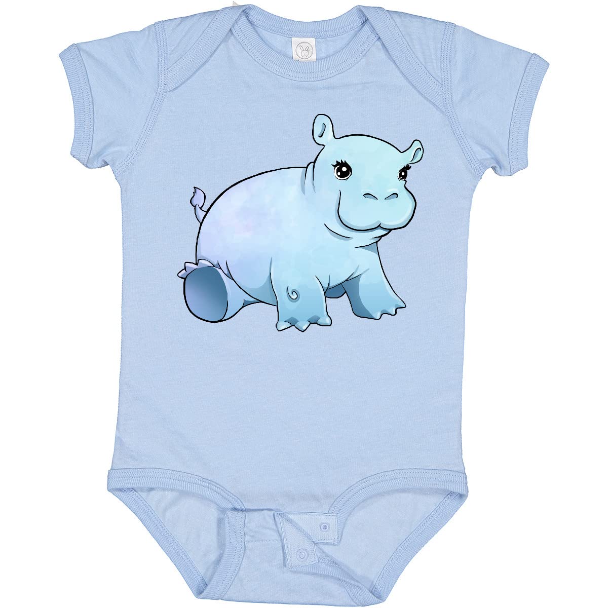 inktastic Cute Baby Hippo Baby Bodysuit Newborn 0100 Light Blue 29da9
