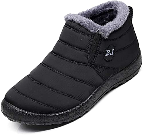 HAVINA Womens Warm Snow Boots Outdoor Fur Lining Winter Shoes Anti-Slip Lightweight Ankle Bootie Black 41
