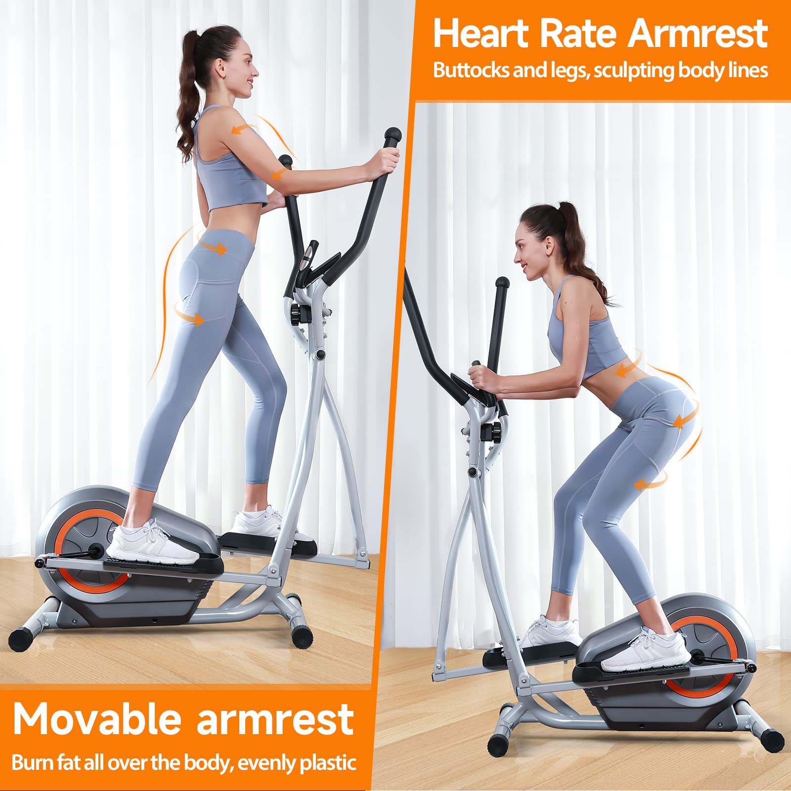 JEEKEE Elliptical Machine, Elliptical Machines for Home Use with 16 Resistance Levels, Hyper-Quiet Magnetic Driving System, Elliptical Exercise Machine with LCD Monitor