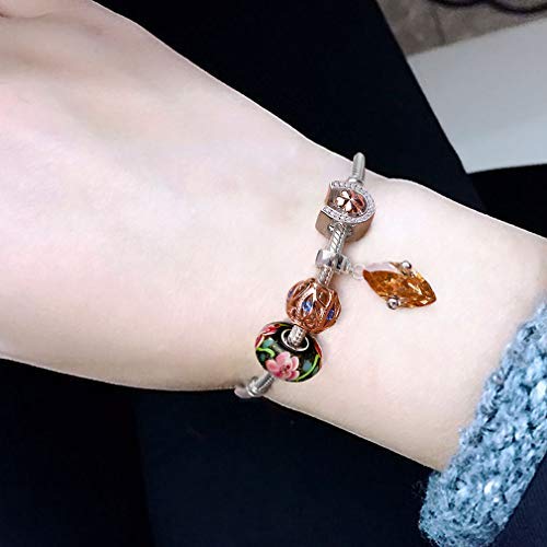 Hawaii Spring Flower Pink Murano Lampwork European Glass Crystal Charms Beads fit for DIY Charm Bracelet & Necklace