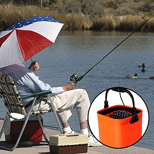 LMMDDP Foldable EVA Water Bucket with Rope Belt Outdoor Collapsible Bag Carp Fishing Bait Buckets Tackle Tools Accessories 1Pcs