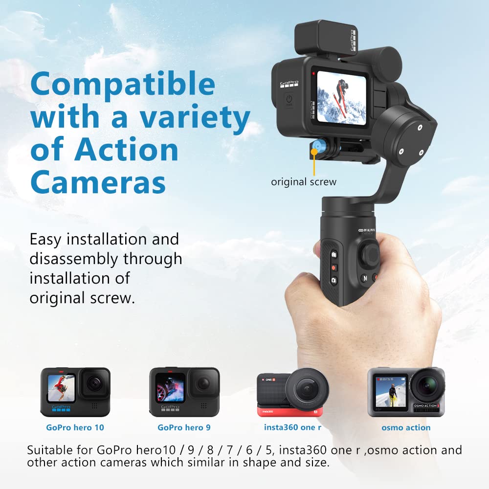 INKEE Falcon Plus Gimbal Stabilizer for Action Cameras 3-Axis Professional Camera Handheld Gimbal for GoPro Hero10, 9, 8, 7, 6, 5, OSMO Action, Insta360