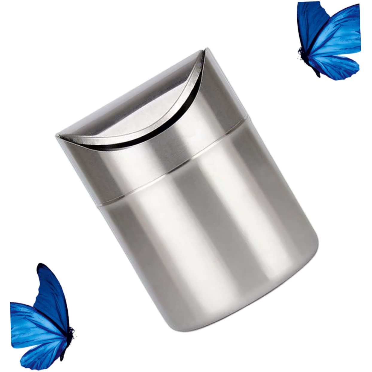 GATHINESS Table countertop Trash cans Mini Tiny Trash Stainless Steel Trash can Metal Trash can with lid Outdoor Trash can Office Table Trash can Desktop Trash with Cover Recycle Office