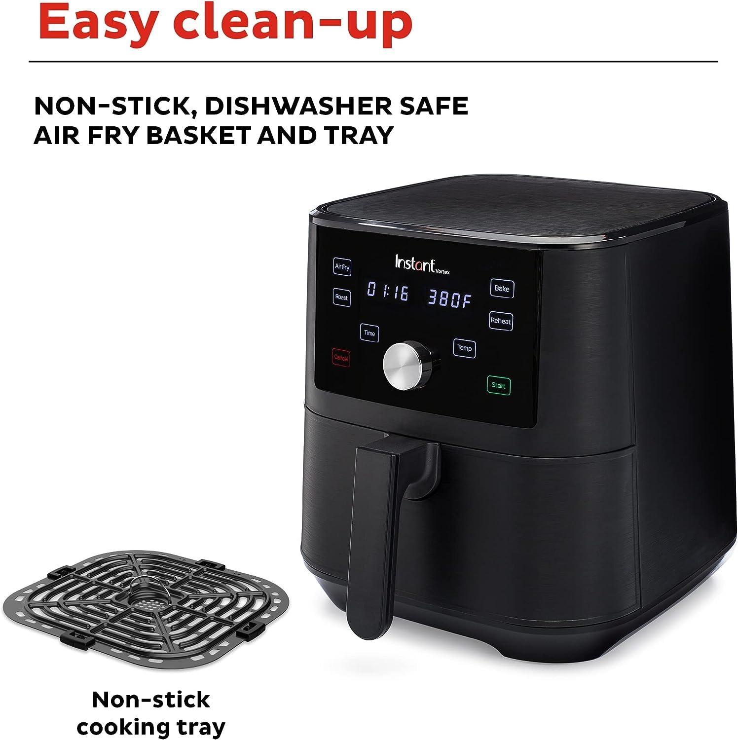 Instant Vortex 6 Quart Air Fryer Oven, 4-in-1 Functions, Customizable Smart Cooking Programs, Nonstick and Dishwasher-Safe Basket (Renewed)