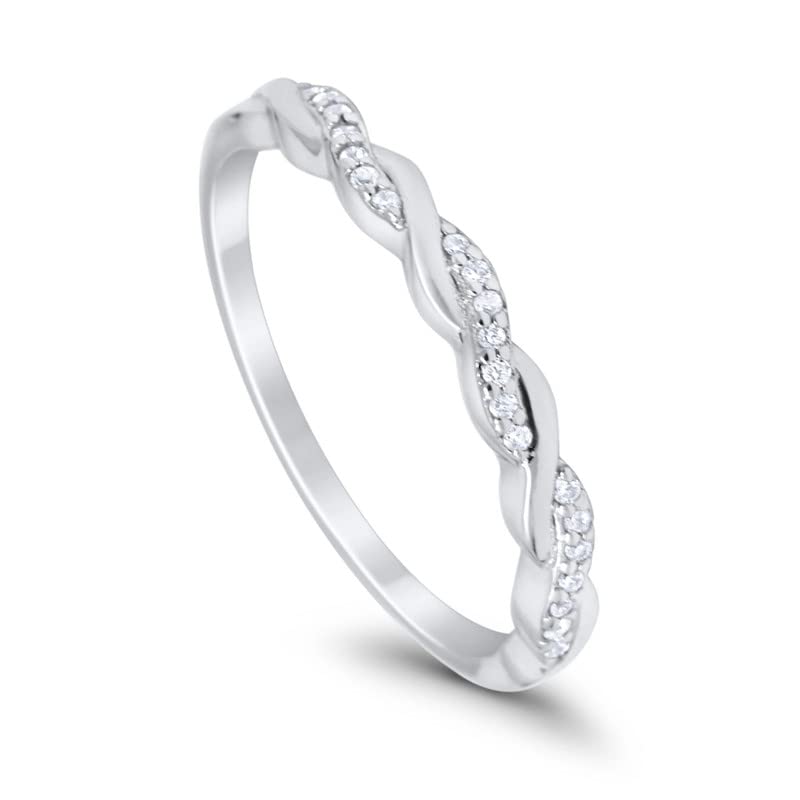 Kaius Jewels 1.50 Mm White Topaz Gemstone 925 Sterling Silver Half Eternity Band Silver Ring Gift For Her Jewelry Size Us-8