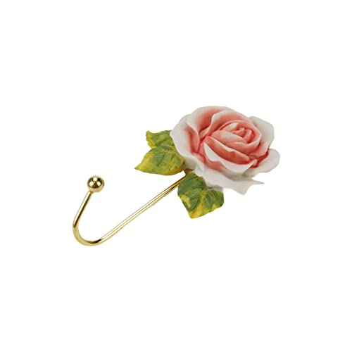 Wealrit 2 pcs Rose Wall Hooks,Wall Mounted Towel Hooks,Decorative Robe Hook,Heavy Duty Coat Hooks for Coat Scarf Bag Cap Hat,Pink