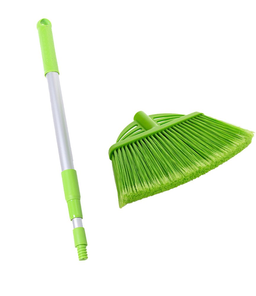 Xifando Three-Section Telescopic Aluminum Alloy Rod Long-Handled Broom(Green)