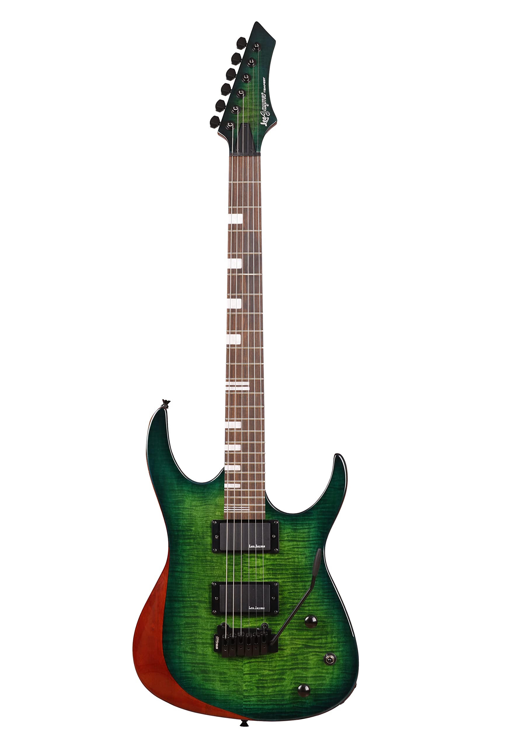 Leo Jaymz Full Size Electric Guitar Storm Series - Mahogany Body,Maple Neck and Rosewood Fingleboard - Customized Active Pickups,Wilkinson 2-point Bridge(Green)