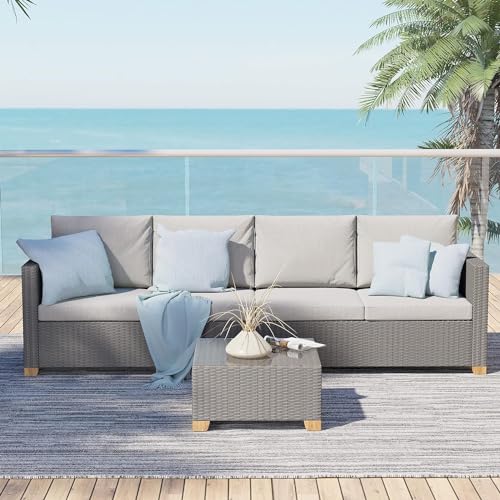 Grand patio Wicker Patio Furniture Set, Outdoor Conversation Set, Modular Sectional Sofa Set with Thick Cushions for Backyard Garden Poolside(Right Armrest Love Seat)
