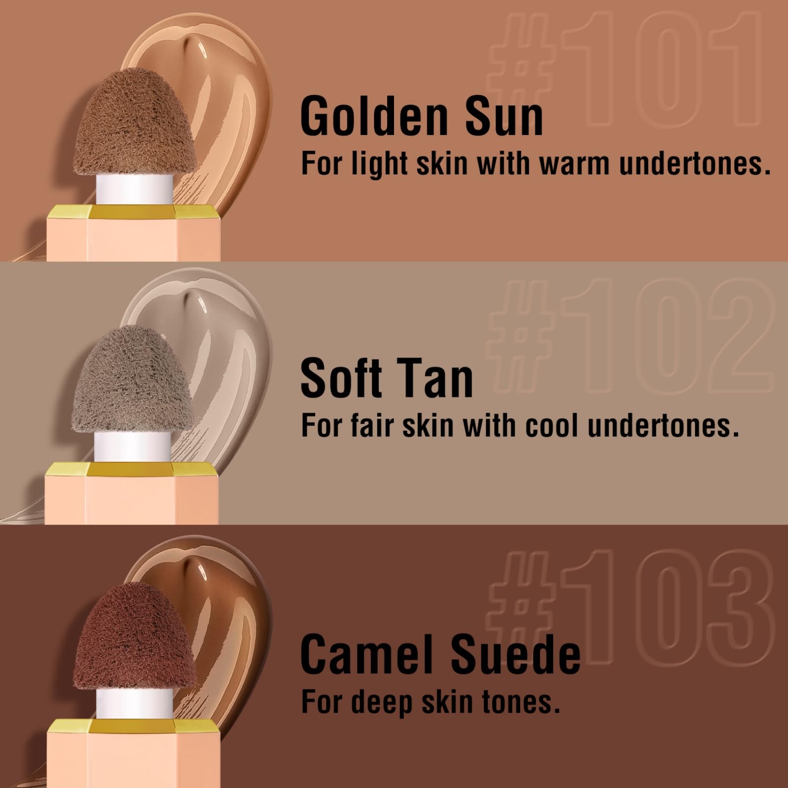 Hotiary Liquid Contour, Soft Cream Contour Makeup, Liquid Face Concealer Matte Cool Toned Bronzer with Cushion Applicator, Silky Face Contour Stick Long-lasting Creamy for Contouring Makeup (Soft Tan)