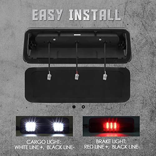 High Mount Waterproof Dual Row LED 3rd Third Tail Rear Brake Light Cargo Lamp Replacement For 2004 2005 2006 2007 2008 Ford F-150 Lincoln Mark LT (Smoke Lens)