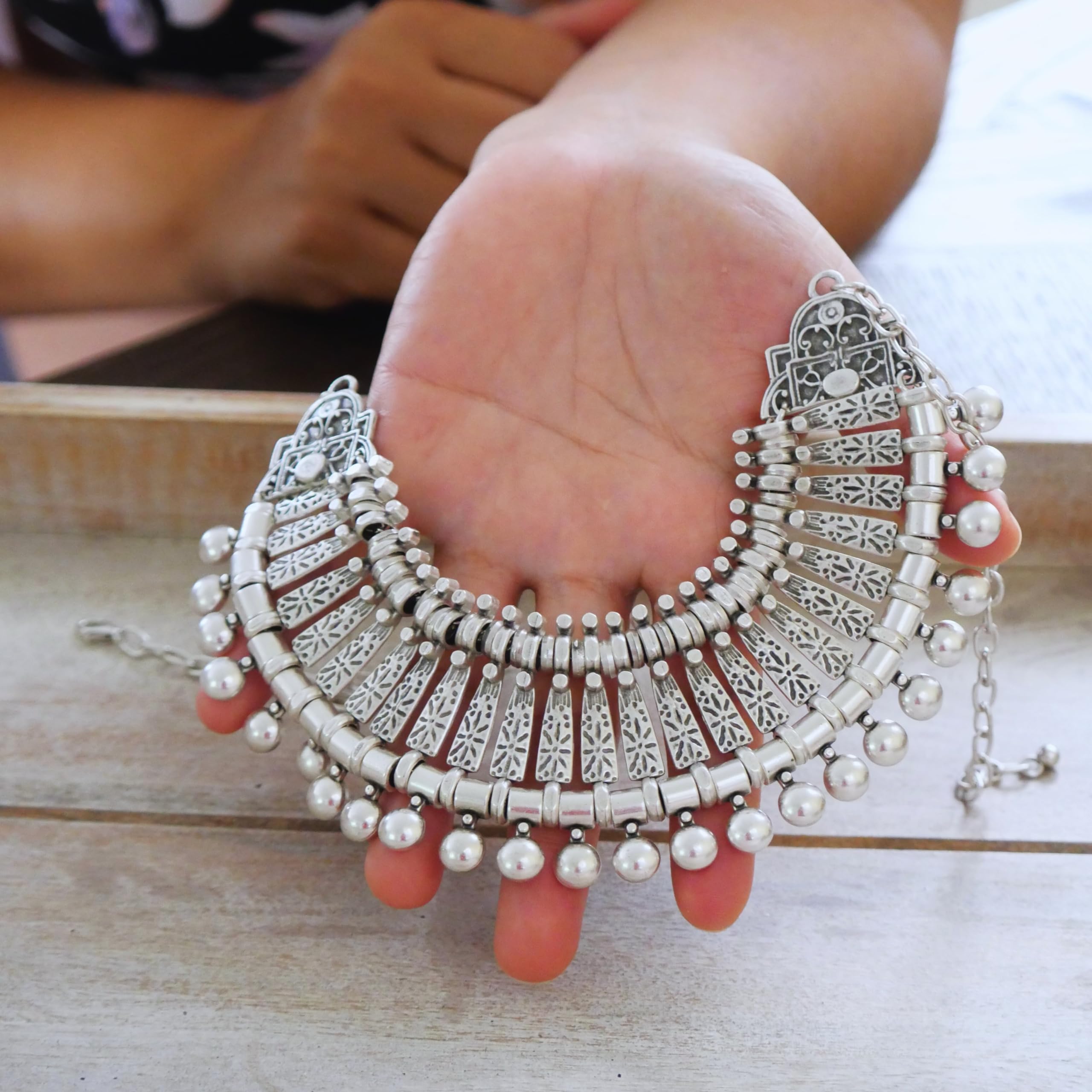 Gypsy Boho Bib Choker Coin Necklace Gothic Chunky Silver Statement Jewelry for Women Statement Vintage Silver
