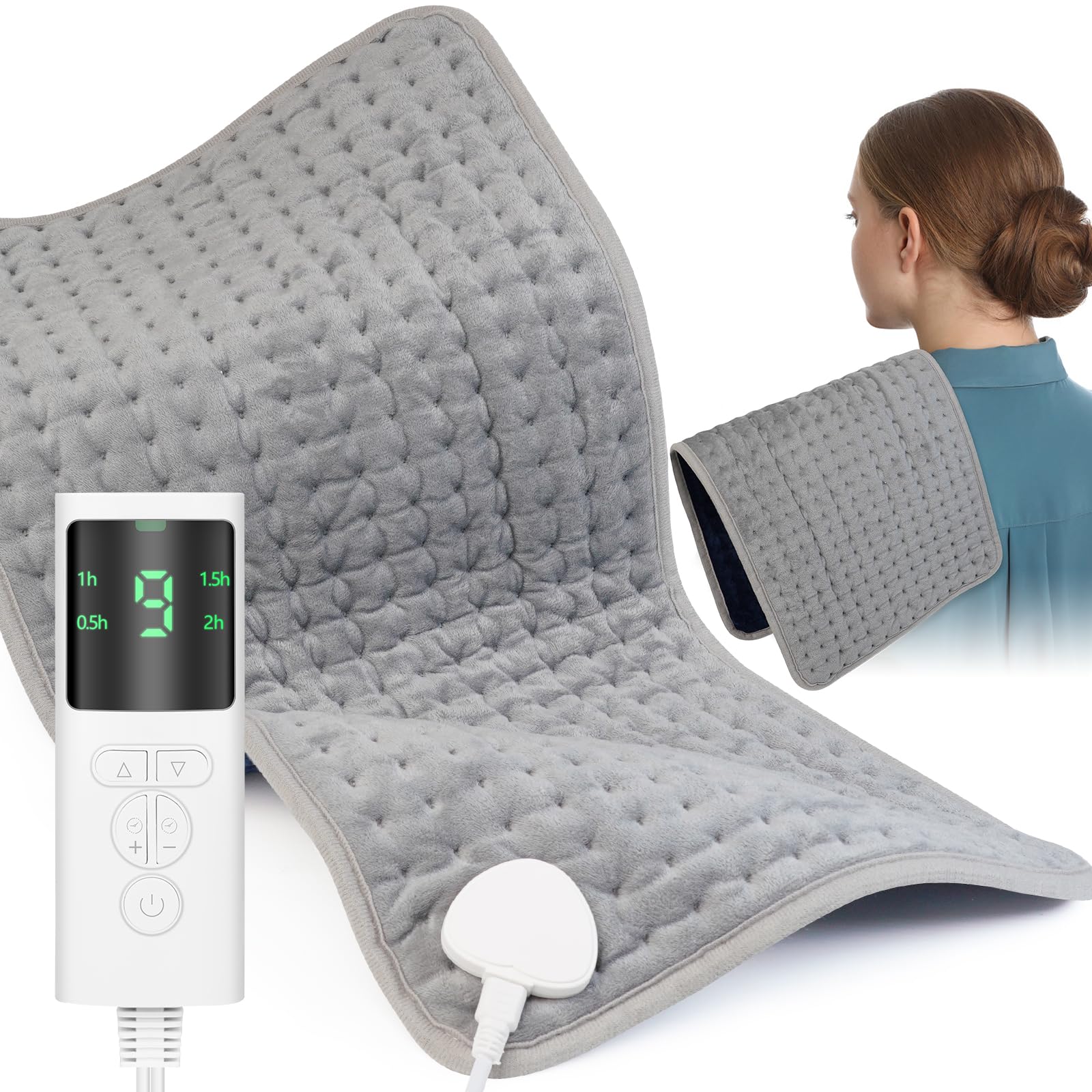 Heating Pad for Back Pain Relief, Electric Heating Pads for Cramps with Auto Shut Off & 9 Heat Levels,Heating Pad for Neck, Shoulder Dry & Moist Heat, Machine Washable Gifts for Women, Men 12"x24"