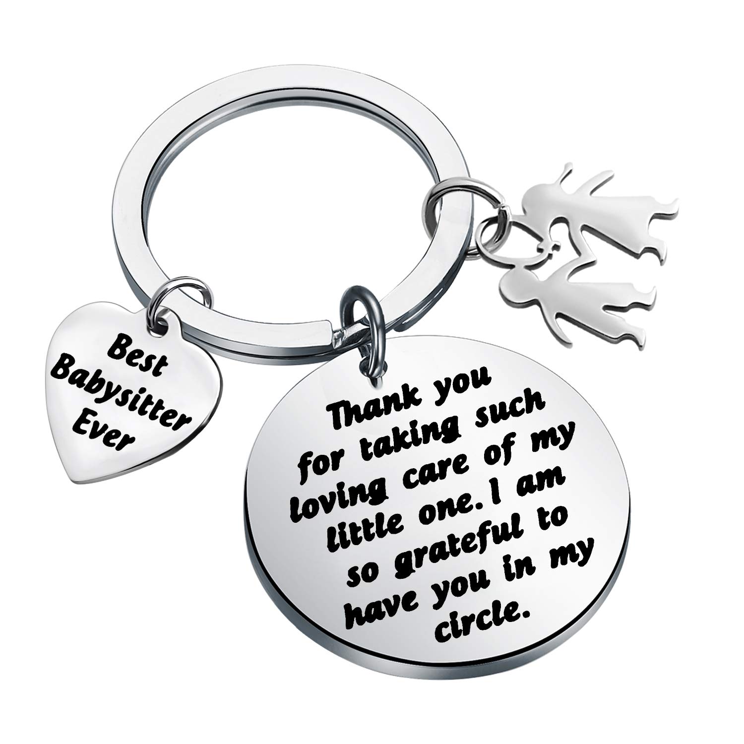 Gzrlyf Babysitter Keychain Babysitter Appreciation Gift Thank You Nanny Gifts (Silver Keychain)