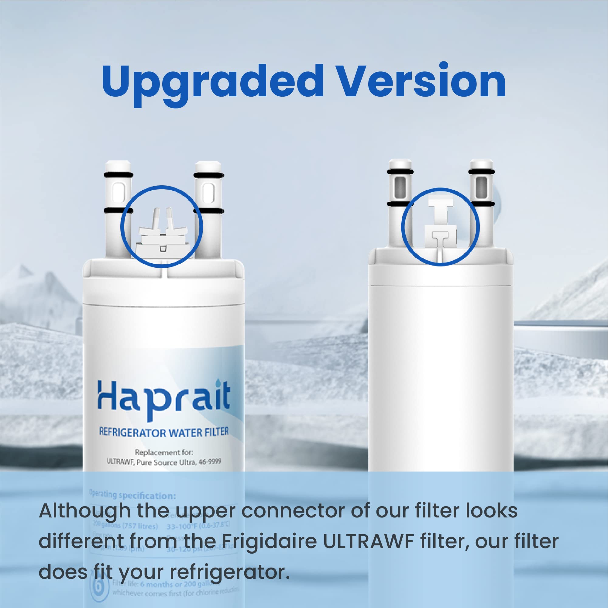 Haprait HP005 Replacement for Frigidaire ULTRAWF, Pure Source Ultra, Kenmore 9999, 469999, 46-9999, A0094E28261 Water and Ice, Height 11 inches, 2 Count